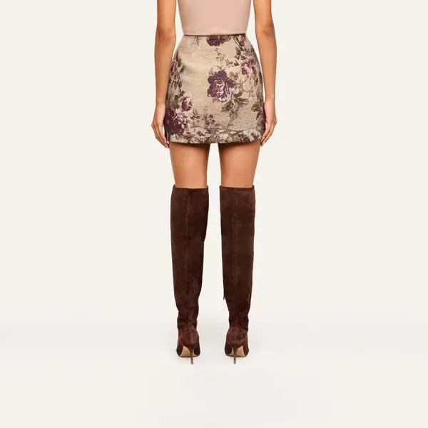 L'Agence Marseille Mini Skirt - Multi Leopard Tapestry Print