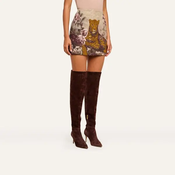 L'Agence Marseille Mini Skirt - Multi Leopard Tapestry Print