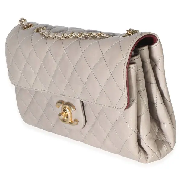 Chanel Quilted Calfskin Accordion Flap Bag - Gray