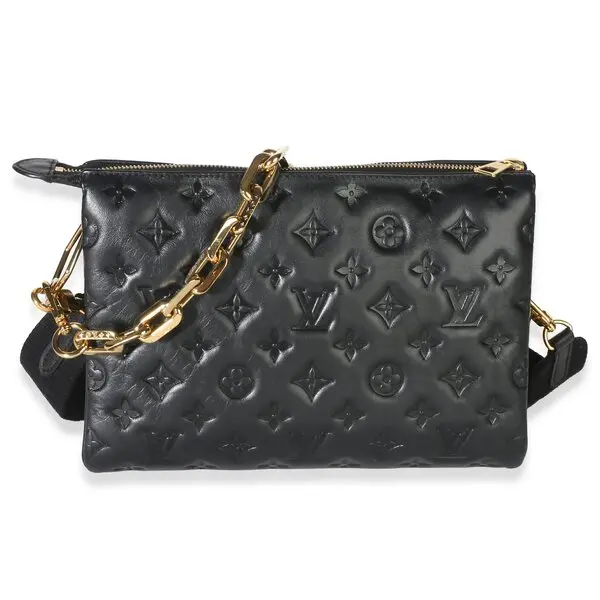LOUIS VUITTON Monogram Embossed Lambskin Coussin Pm - Black