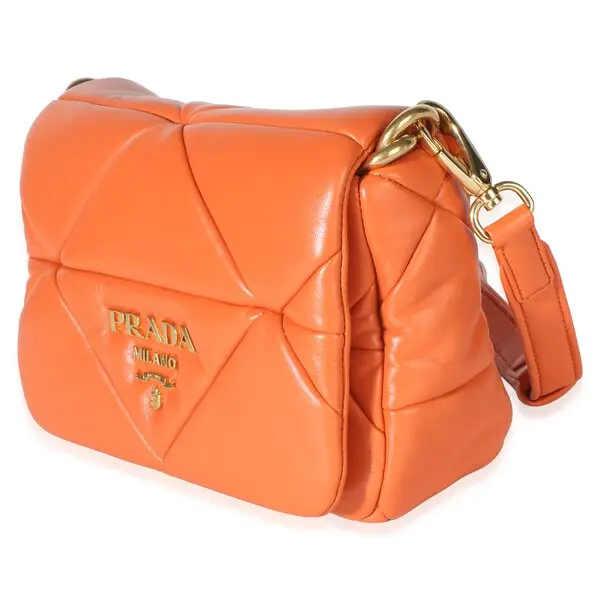 Prada Nappa Patchwork Chain Bag - Orange