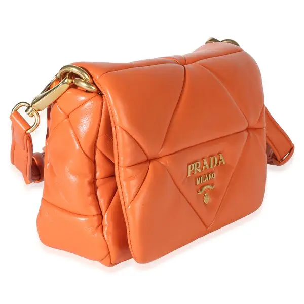 Prada Nappa Patchwork Chain Bag - Orange