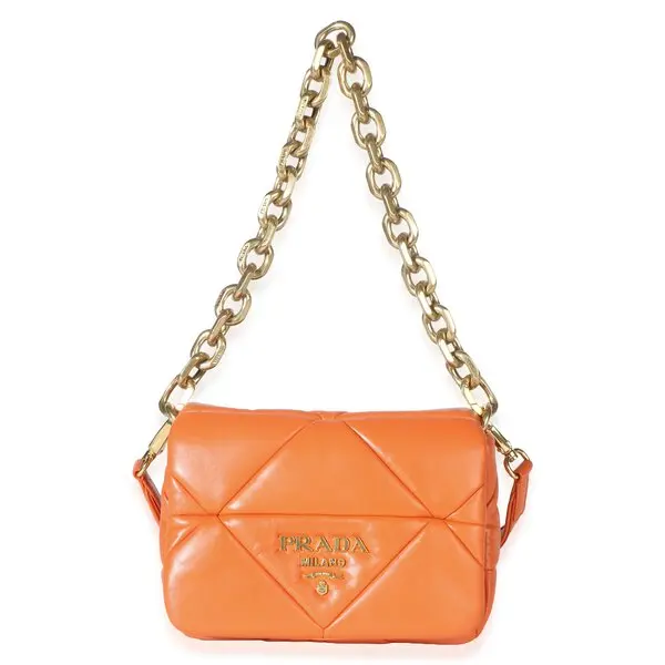 Prada Nappa Patchwork Chain Bag - Orange