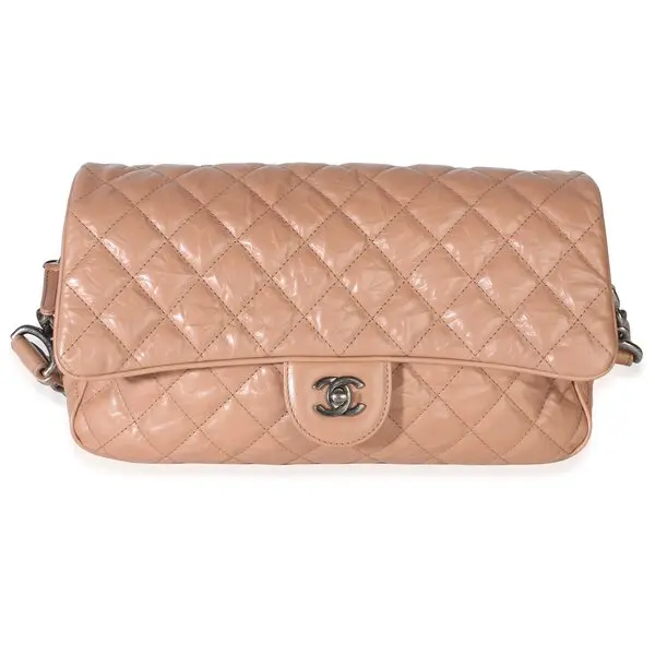 Chanel Light Quilted Calfskin Casual Rock Flap Bag - Beige