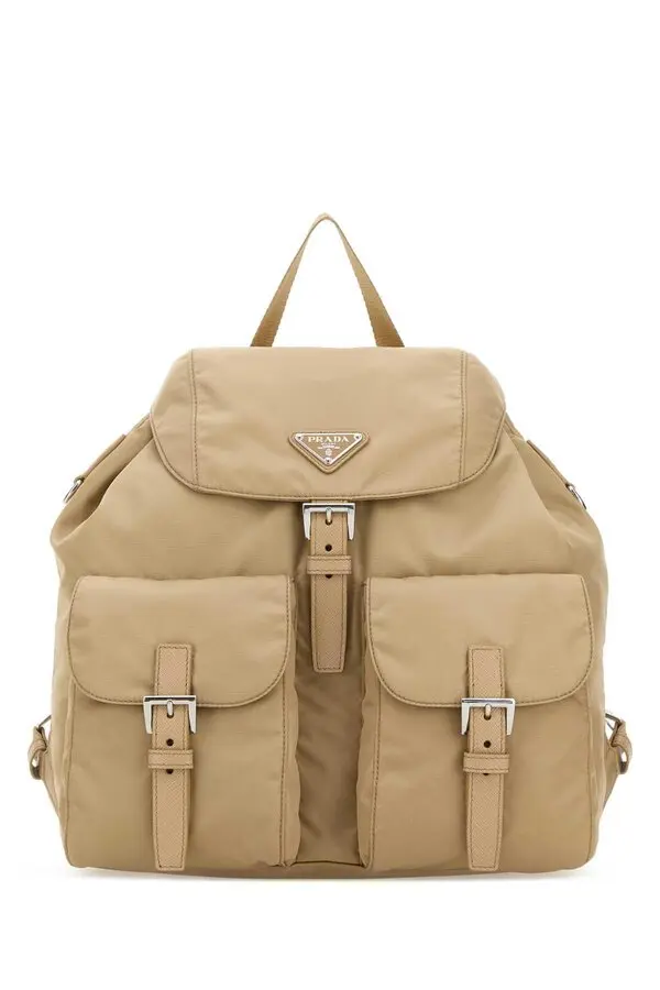Prada Sand Canvas Backpack - Brown