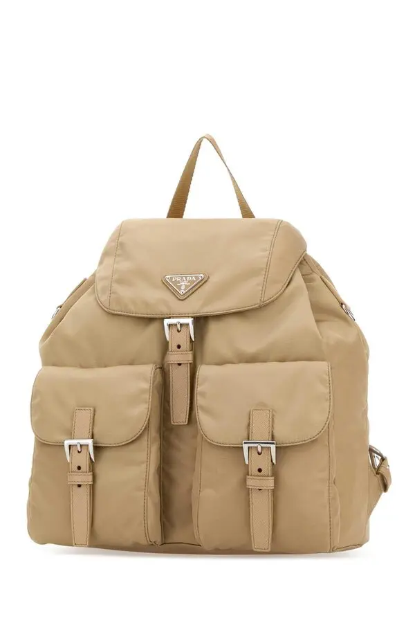 Prada Sand Canvas Backpack