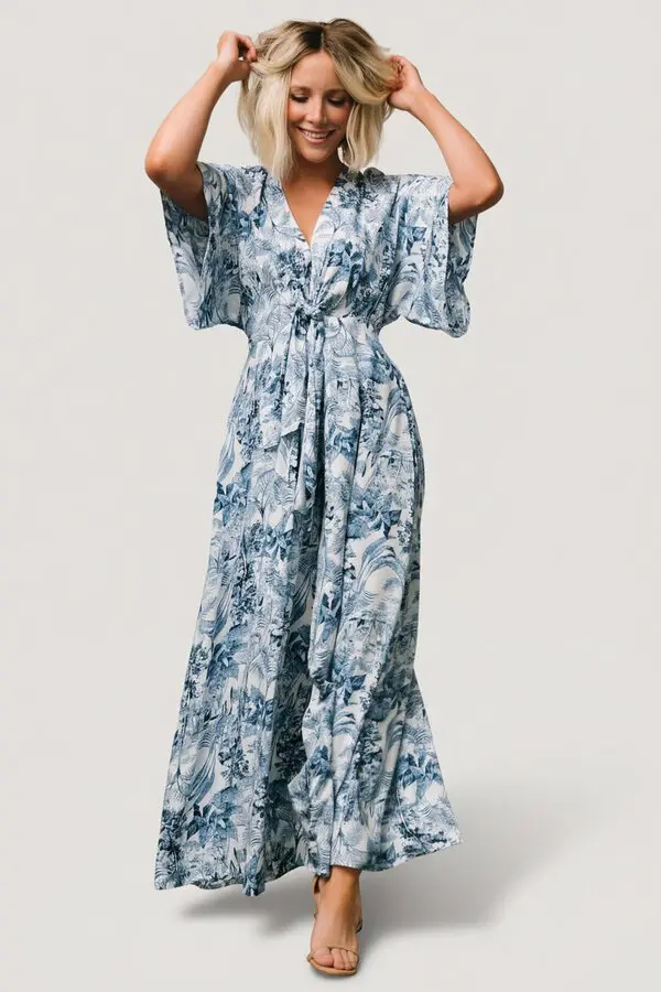 AAKAA Byron Jumpsuit Blue Floral Print - Blue Print