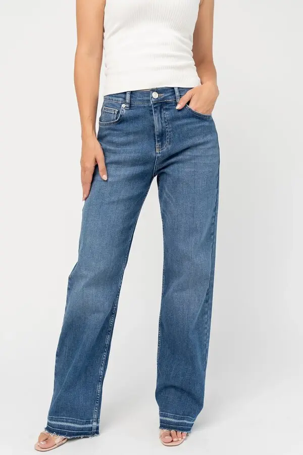 TEKSPARK Bria High Rise Wide Leg Jeans - Medium Wash
