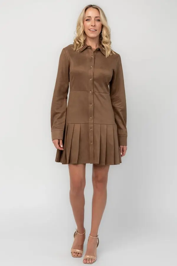IN FEBRUARY Ezra Faux Suede Short Dress