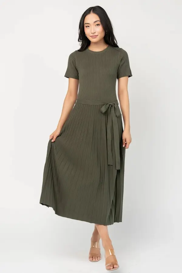 TEA N ROSE Jessamine Midi Dress - Dark Olive