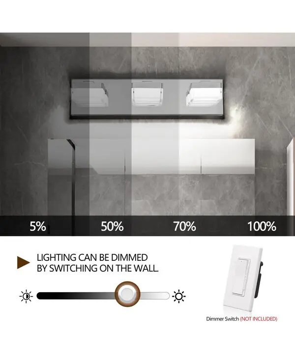 BUSDAYS Modern Led Vanity Light 3 Lights Wall Sconce For Bathroom Mirror Sleek Minimalist Design Easy To Install
