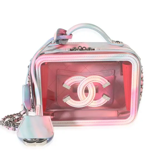 Chanel Pink Pvc Patent Filigree Vanity Case