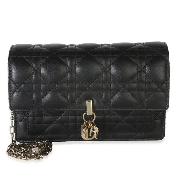 Dior Lambskin Cannage My Daily Chain Pouch - Black