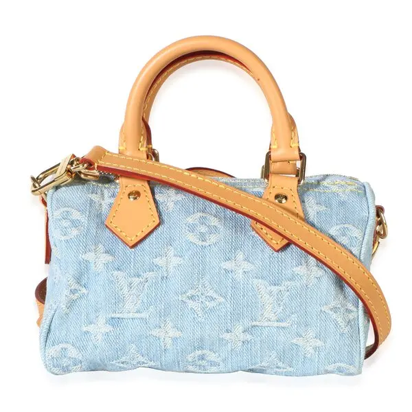 LOUIS VUITTON Sky Monogram Denim Nano Speedy Satchel - Blue