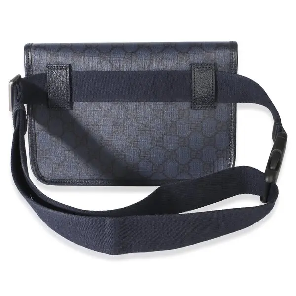 Gucci Navy Gg Supreme Canvas Ophidia Web Slim Belt Bag