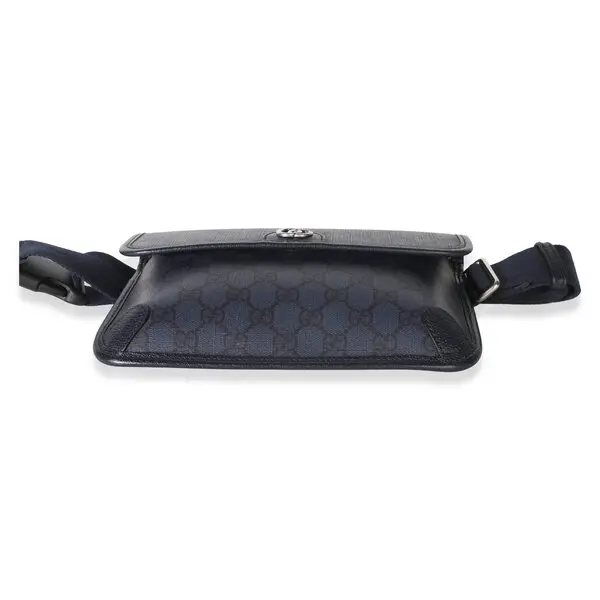 Gucci Navy Gg Supreme Canvas Ophidia Web Slim Belt Bag