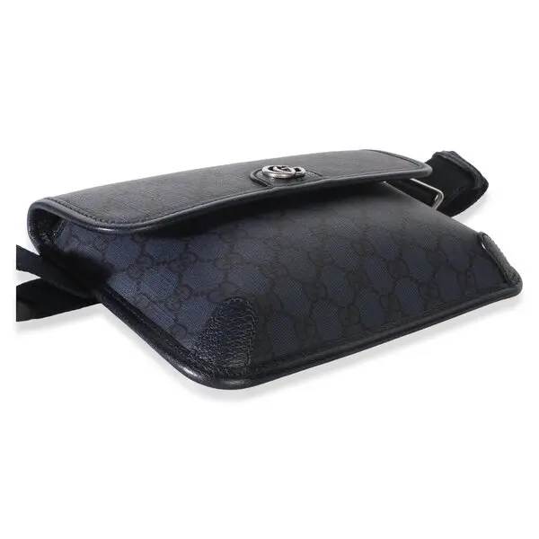 Gucci Navy Gg Supreme Canvas Ophidia Web Slim Belt Bag