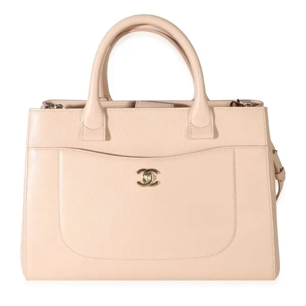 Chanel Light Grained Calfskin Neo Executive Shopper Tote - Beige