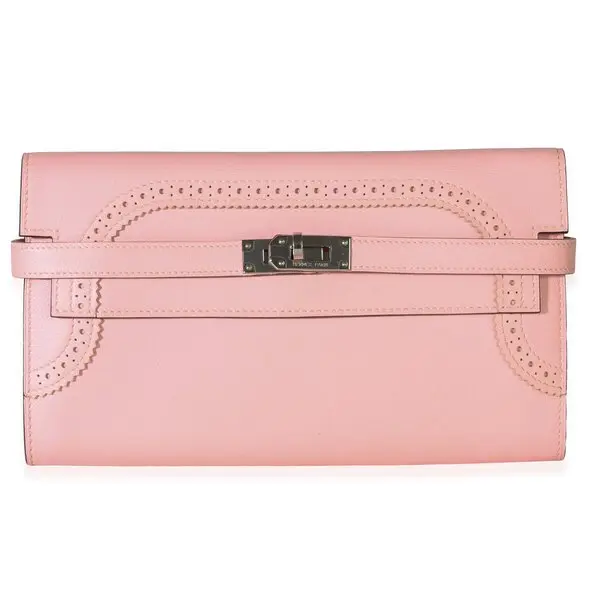 Hermès Rose Sakura Swift Ghillies Kelly Wallet Phw - Pink