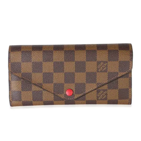 LOUIS VUITTON Red Damier Ebene Canvas Josephine Wallet