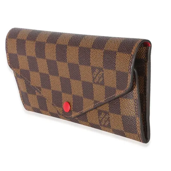 LOUIS VUITTON Red Damier Ebene Canvas Josephine Wallet