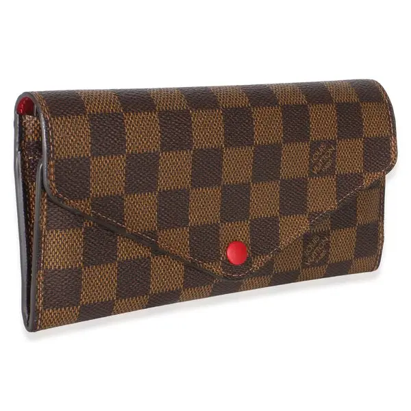 LOUIS VUITTON Red Damier Ebene Canvas Josephine Wallet