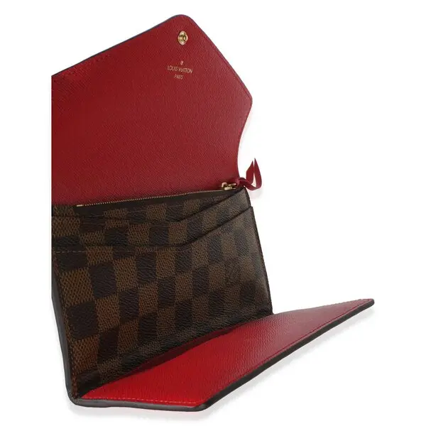 LOUIS VUITTON Red Damier Ebene Canvas Josephine Wallet