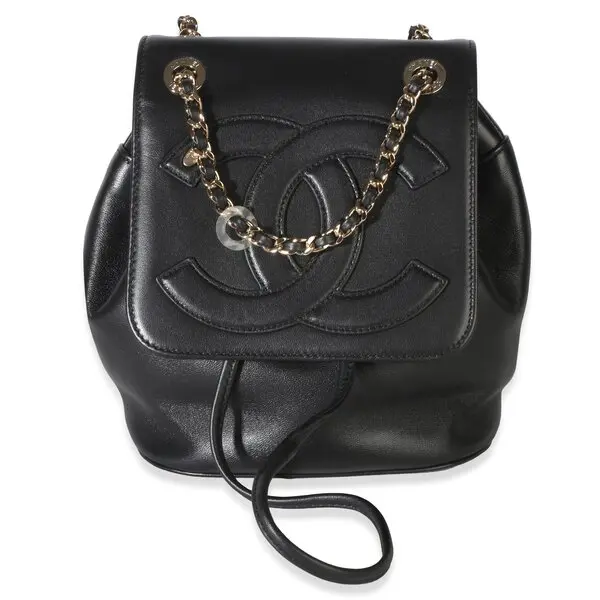 Chanel Lambskin Cc Mania Backpack - Black