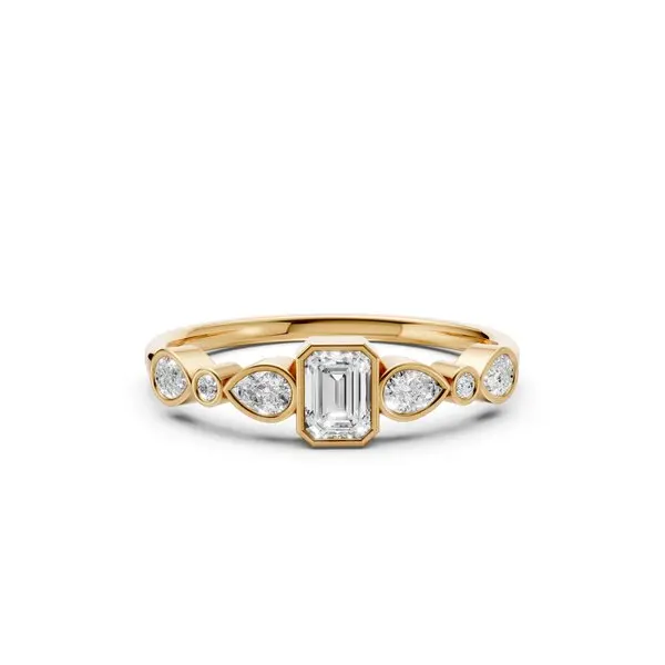AYA FINE JEWELRY Blythe Emerald Cut & Pear Cut Lab Grown Diamond Bezel Ring In Gold - Yellow