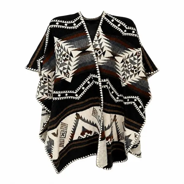 BELLA SOUL Naya Reversible Poncho - Black/grey