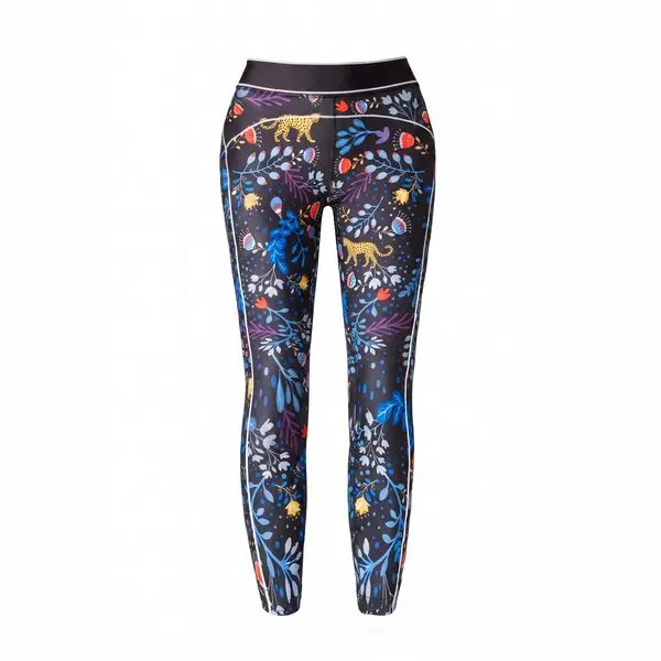 JESSIE ZHAO NEW YORK Black / Blue Amazon Rainforest High-waisted Leggings