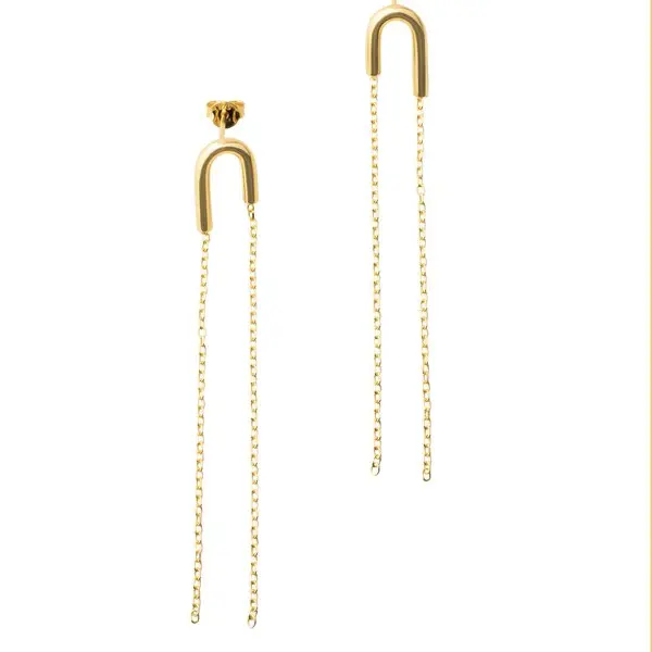 BOLD MANIFEST DESIGNS Unbound Sculptural Geometric Chain Earrings Plated Silver