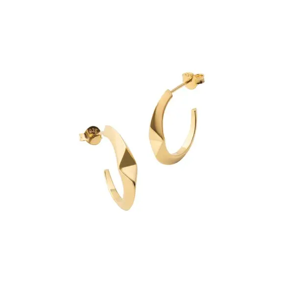 BOLD MANIFEST DESIGNS Upside Down Geometric Hoop Earrings Plated Silver