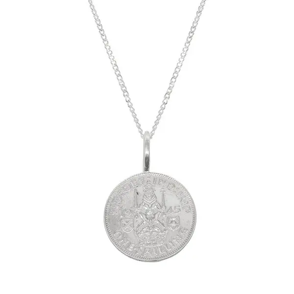 KATIE MULLALLY Scottish Shilling Coin Charm & Chain - Silver