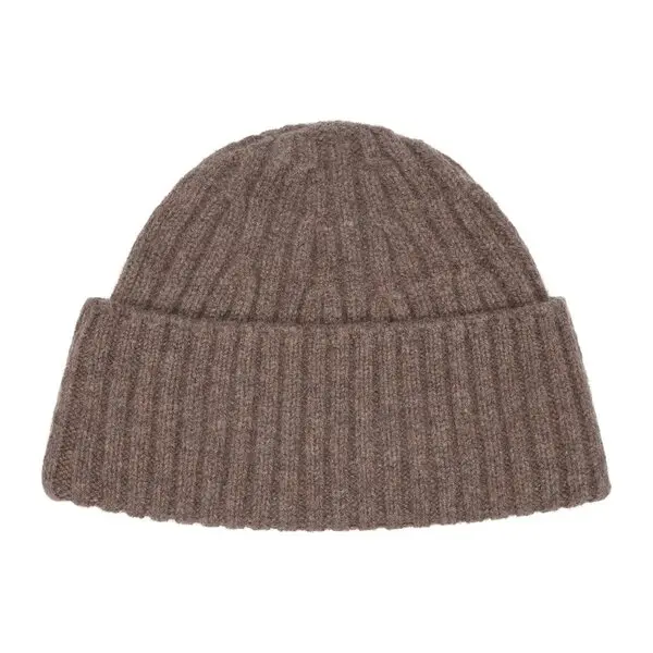 PAUL JAMES KNITWEAR Midweight Lambswool Polperoo Fisherman Beanie Tobacco - Brown