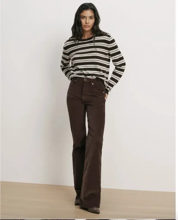 Veronica Beard Frankie Cashmere Pullover - Espresso/ivory