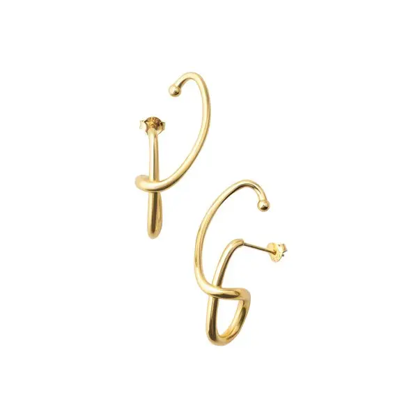 BOLD MANIFEST DESIGNS Alpha Sculptural Geometric Statement Earrings Plated Silver