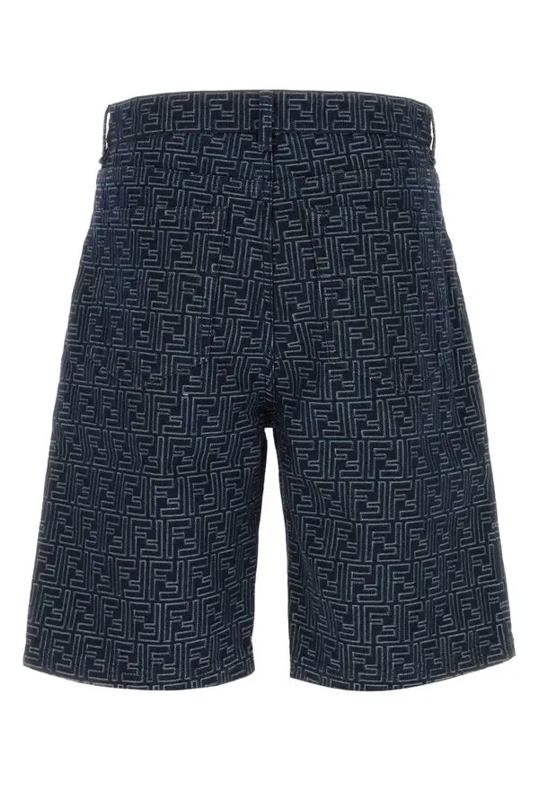 Fendi Embroidered Denim Bermuda Shorts