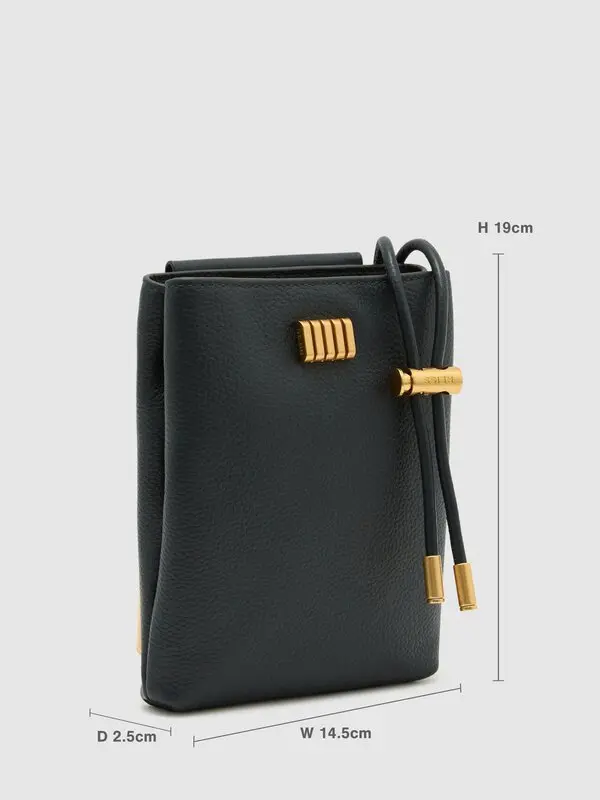 REISS Solene Grained-leather Phone Crossbody Bag