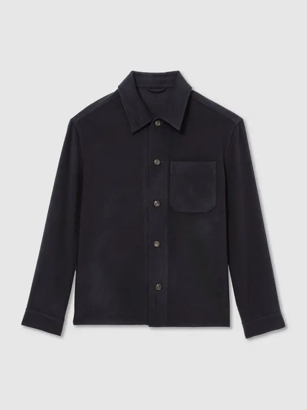 REISS Collin Brushed Wool-blend Patch-pocket Overshirt