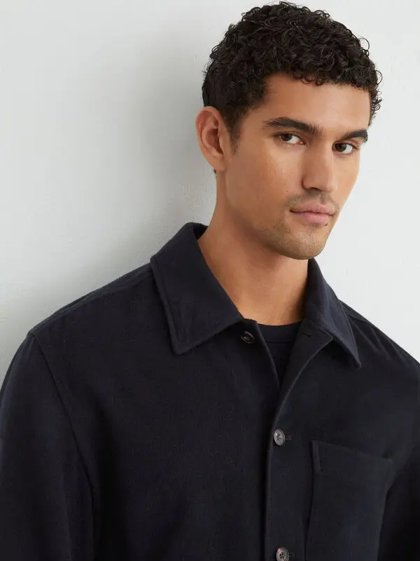 REISS Collin Brushed Wool-blend Patch-pocket Overshirt