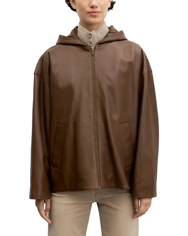 Gerard Darel Pam Leather Hooded Jacket