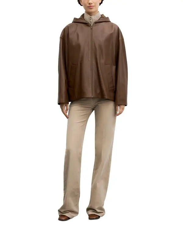 Gerard Darel Pam Leather Hooded Jacket