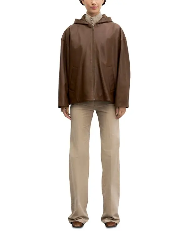 Gerard Darel Pam Leather Hooded Jacket