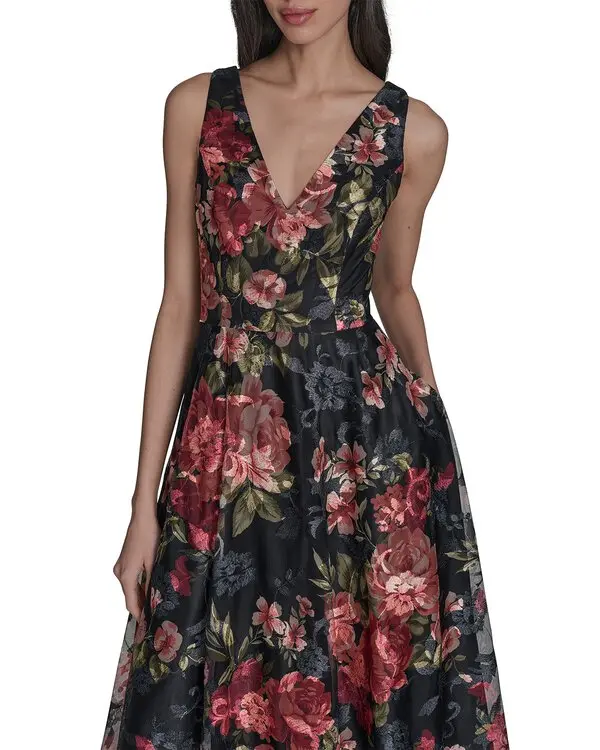 Eliza J Floral Print V Neck Dress