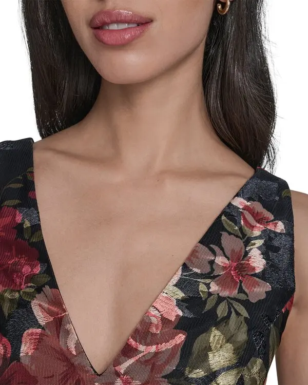 Eliza J Floral Print V Neck Dress