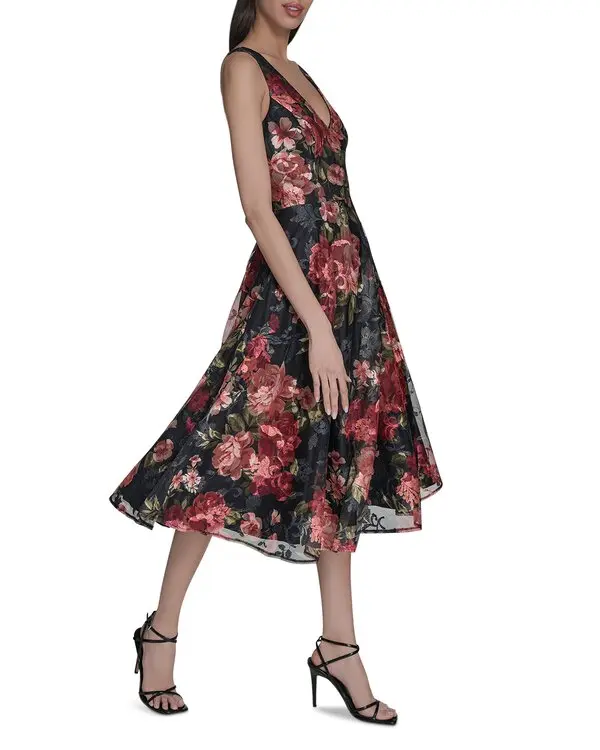 Eliza J Floral Print V Neck Dress