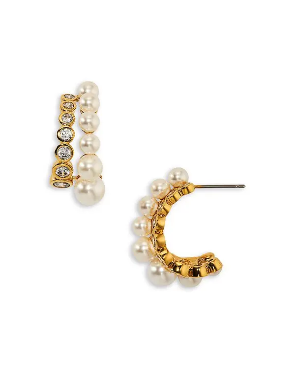 Nadri Under The Sea Double Row Hoop Earrings - Gold