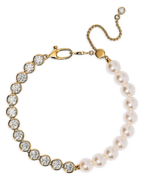 Nadri Cubic Zirconia & Imitation Pearl Under The Sea Adjustable Line Bracelet - Gold
