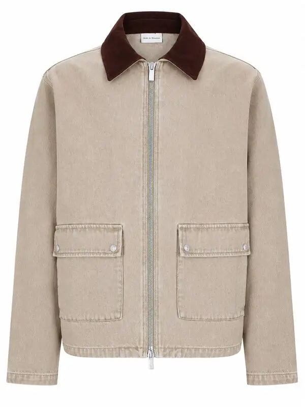 Drole De Monsieur Giacca In Denim Con Zip - Brown